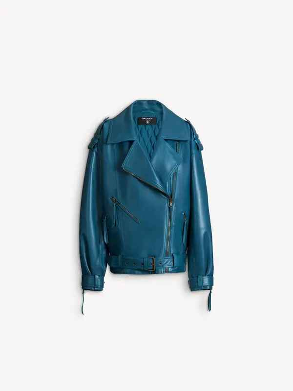Balmain Lambskin Leather Biker Jacket