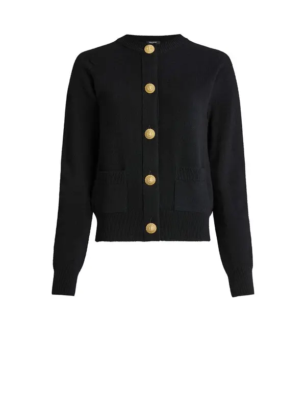 Balmain Eco-cashmere Cardigan With Lion Chain Buttons - Black