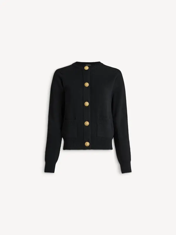 Balmain Eco-cashmere Cardigan With Lion Chain Buttons - Black