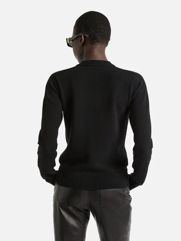 Balmain Eco-cashmere Cardigan With Lion Chain Buttons - Black