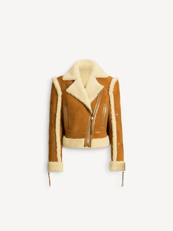 Balmain Two-tone Shearling Biker Jacket