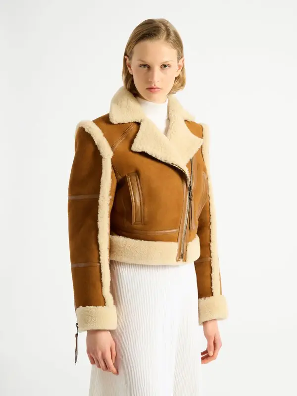Balmain Two-tone Shearling Biker Jacket