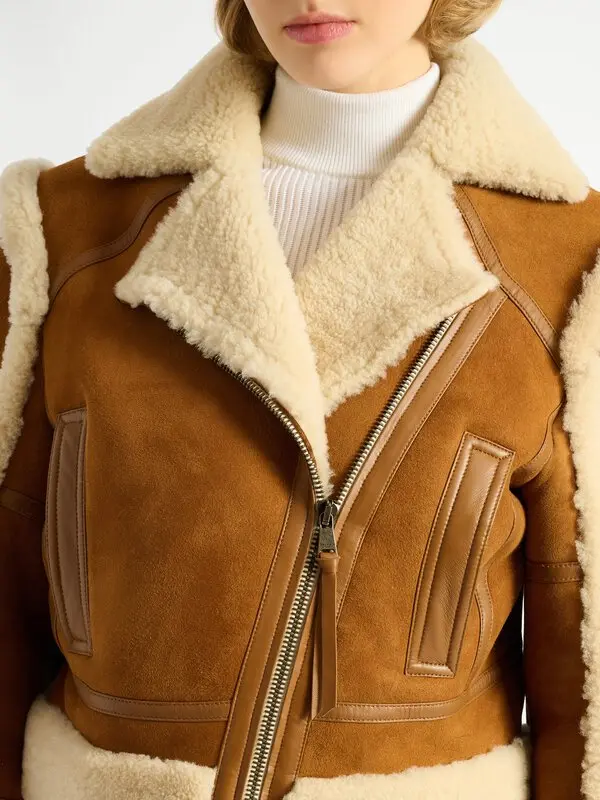 Balmain Two-tone Shearling Biker Jacket