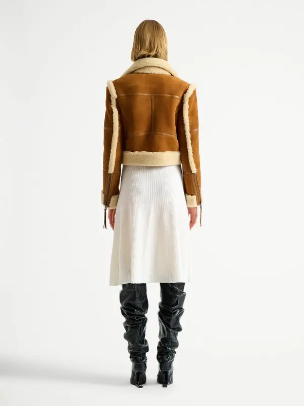 Balmain Two-tone Shearling Biker Jacket