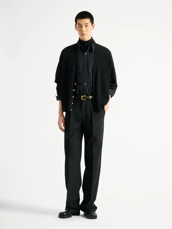 Balmain Wool Flat-pleated Trousers - Black
