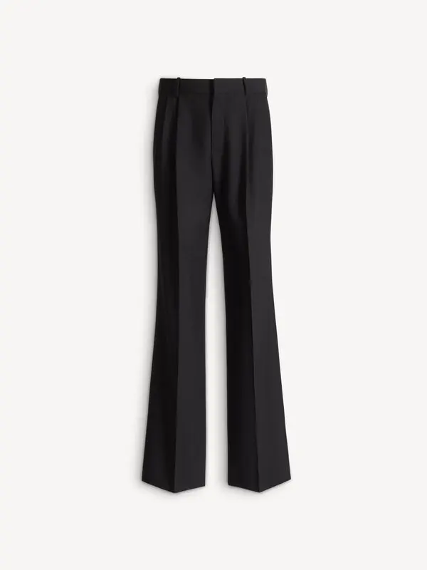 Balmain Wool Flat-pleated Trousers - Black