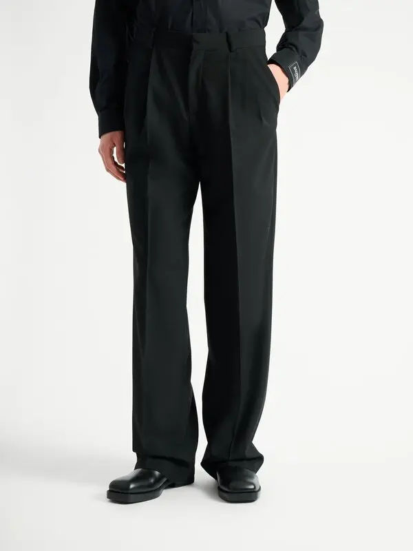 Balmain Wool Flat-pleated Trousers - Black