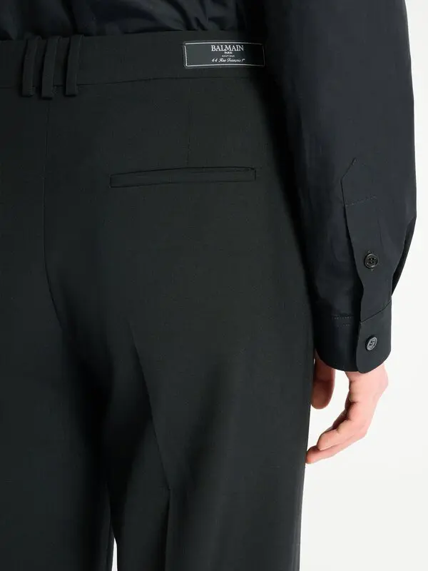 Balmain Wool Flat-pleated Trousers - Black