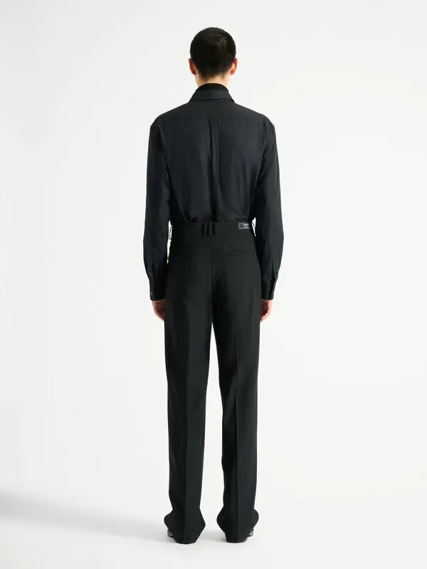 Balmain Wool Flat-pleated Trousers - Black