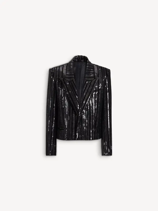 Balmain Cropped Sequin Velvet Jacket