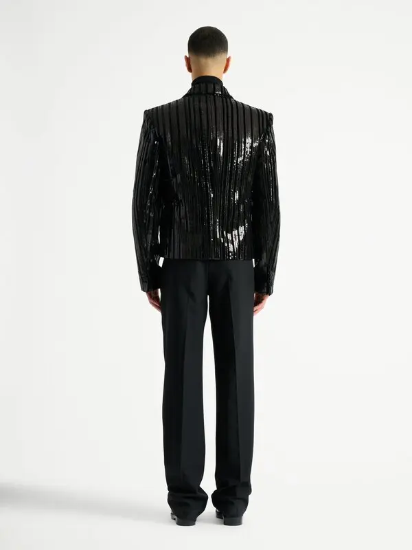 Balmain Cropped Sequin Velvet Jacket