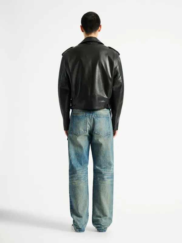Balmain Textured Leather Biker Jacket