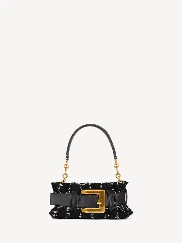 Balmain Mini Anthem Bag In Tweed And Smooth Calfskin