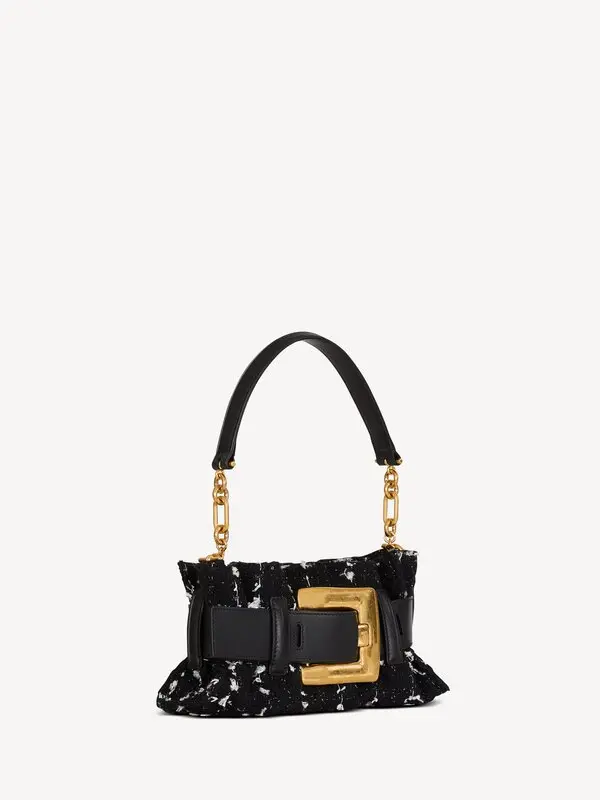 Balmain Mini Anthem Bag In Tweed And Smooth Calfskin