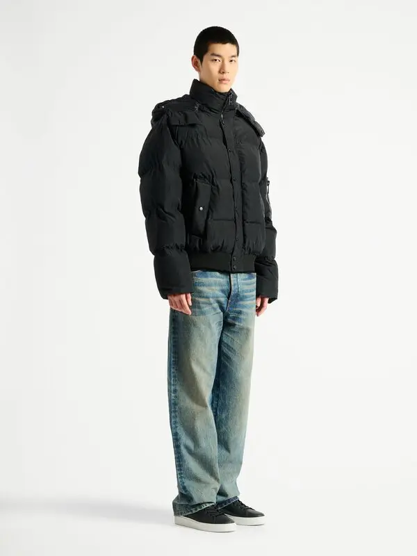 Balmain Padded Nylon And Leather Bomber Jacket