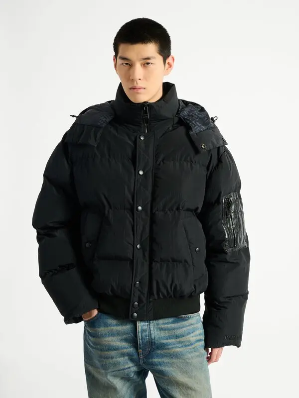 Balmain Padded Nylon And Leather Bomber Jacket