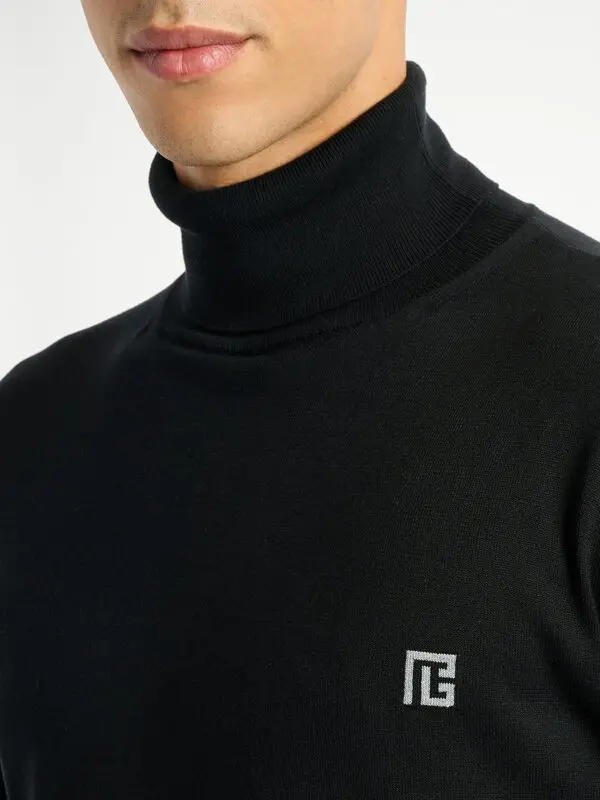 Balmain Cotton & Silk Blend Turtleneck Jumper