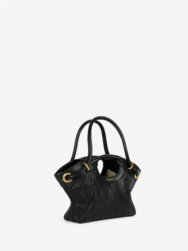 Balmain Small Quilted Lambskin Leather Tote Bag