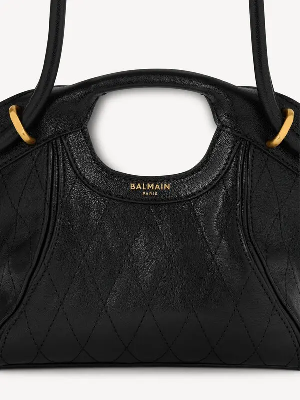 Balmain Small Quilted Lambskin Leather Tote Bag