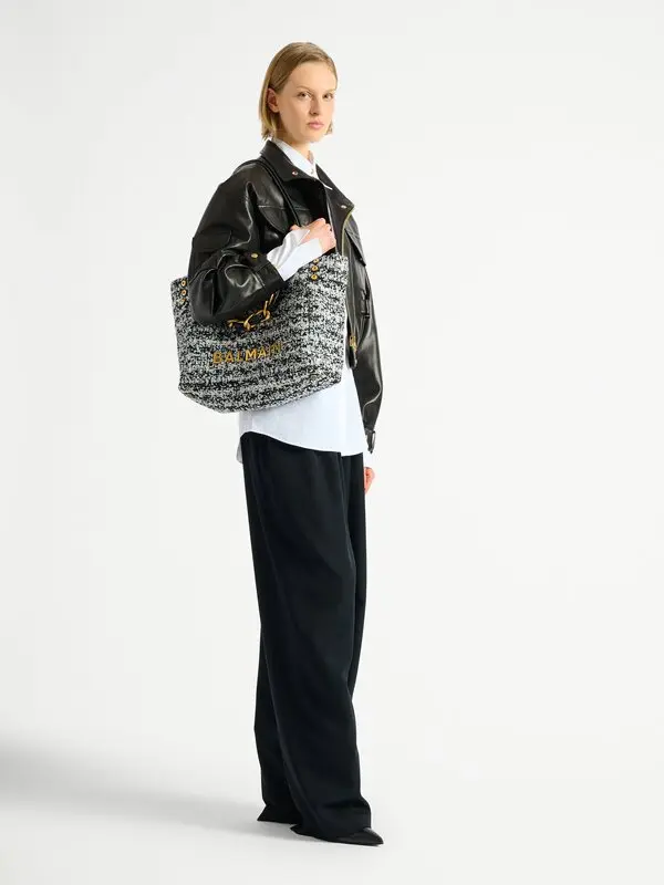 Balmain 1945 Soft Tweed Tote Bag