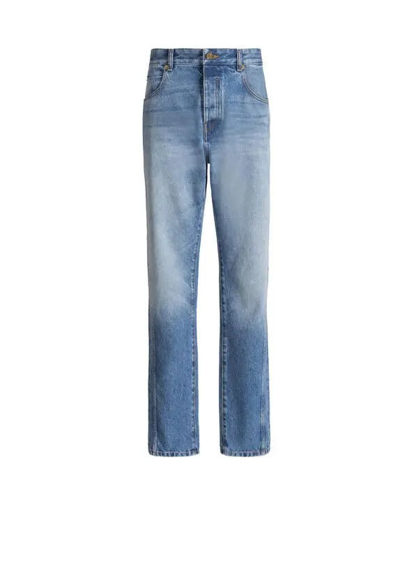 Balmain Straight-leg Faded Denim Jeans