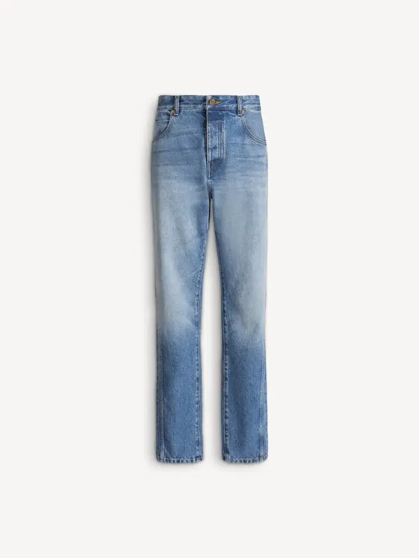 Balmain Straight-leg Faded Denim Jeans