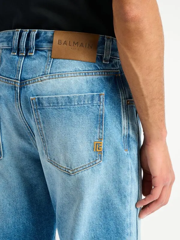 Balmain Straight-leg Faded Denim Jeans