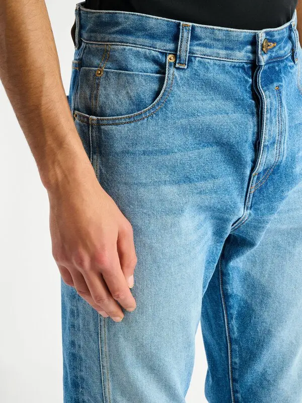 Balmain Straight-leg Faded Denim Jeans