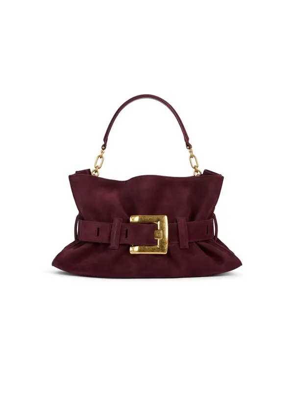 Balmain Medium Anthem Suede Leather Bag - Red