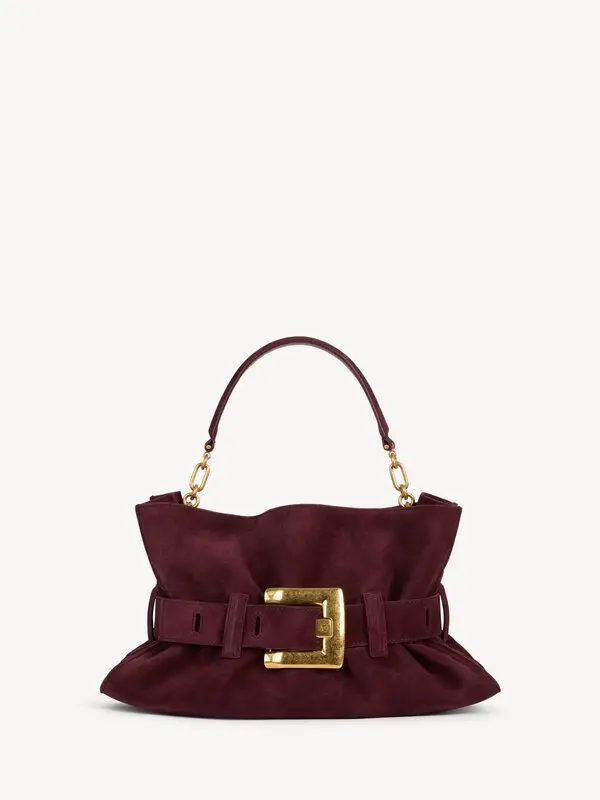 Balmain Medium Anthem Suede Leather Bag - Red