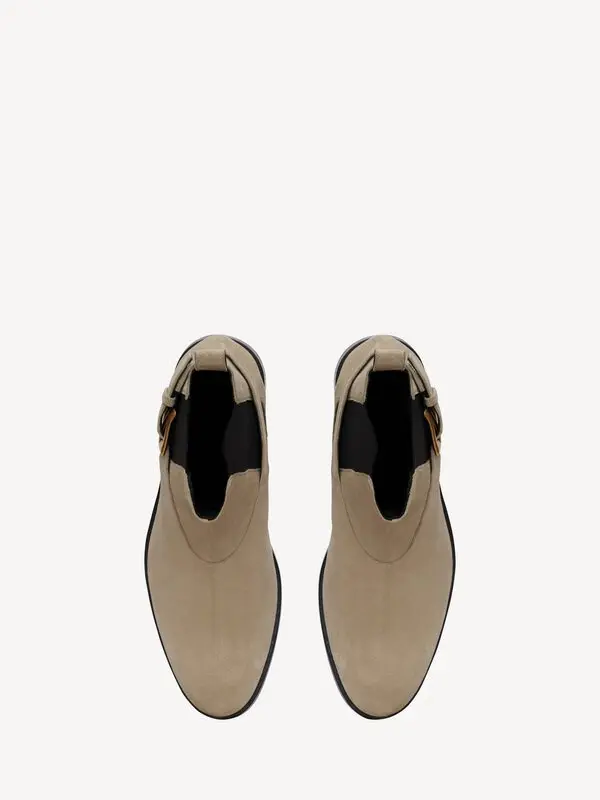 Balmain Anthem Chelsea Boots In Suede Calfskin Leather - Beige