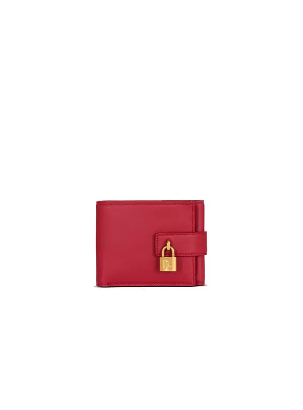 Balmain Pulse Trifold Smooth Leather Wallet - Red