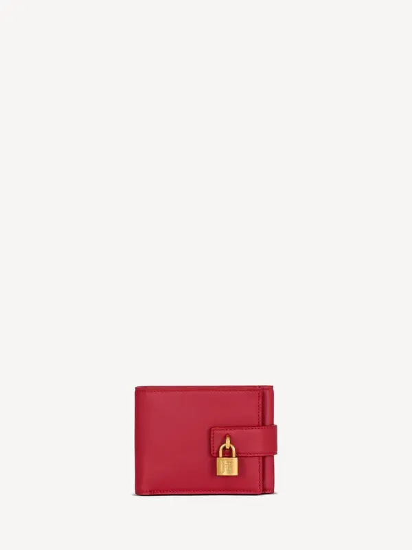 Balmain Pulse Trifold Smooth Leather Wallet - Red