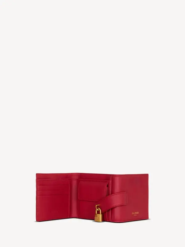 Balmain Pulse Trifold Smooth Leather Wallet - Red