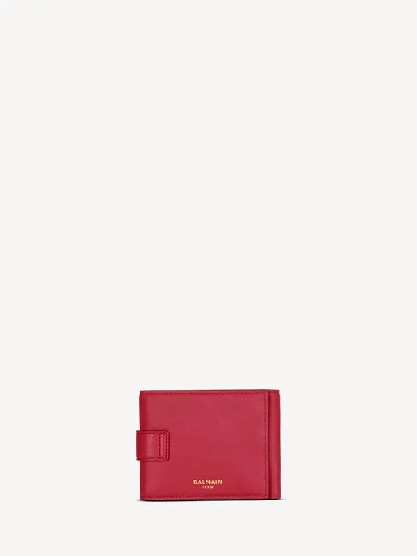 Balmain Pulse Trifold Smooth Leather Wallet - Red