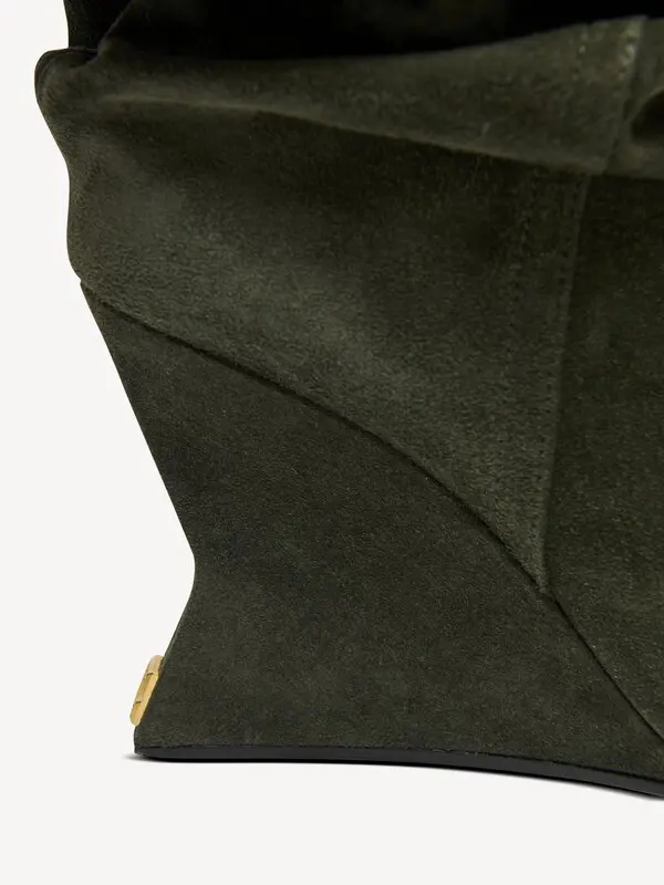 Balmain Suede Leather Wedge Thigh-high Boots - Khaki