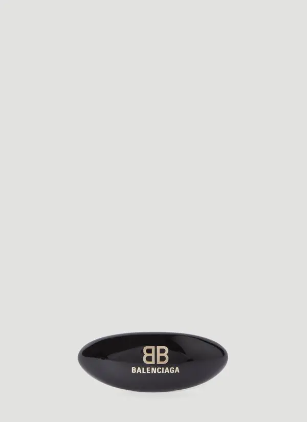 Balenciaga Logo Applique Resin Hair Clip - Black