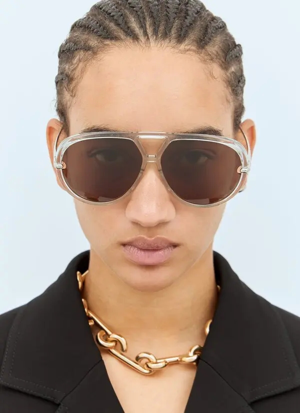 Bottega Veneta Drop Aviator Sunglasses - Silver