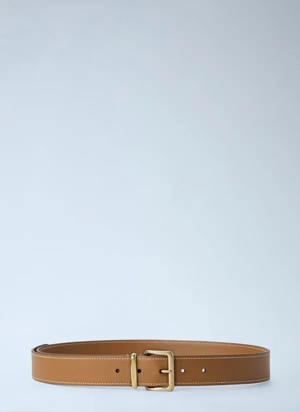 Miu Miu Leather Belt With Gold-tone Buckle - Brown