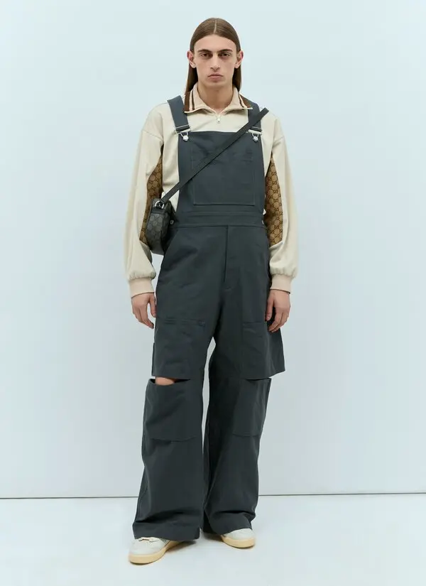 Gucci Logo Patch Dungarees - Gray