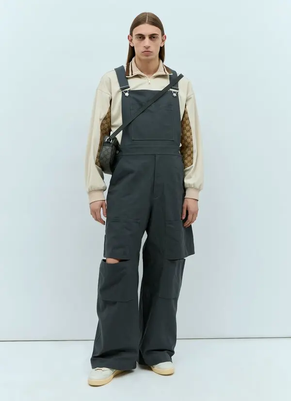 Gucci Logo Patch Dungarees - Gray