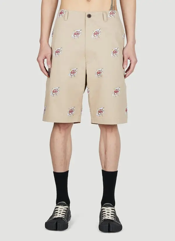 Junya Watanabe Graphic Print Cotton Shorts