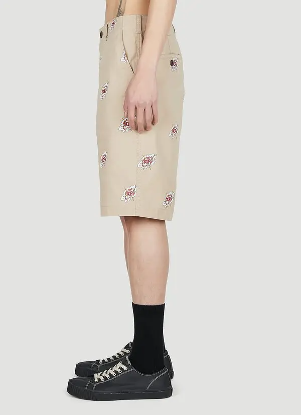 Junya Watanabe Graphic Print Cotton Shorts