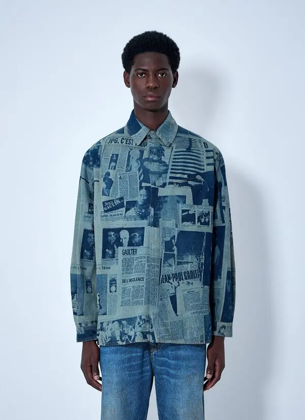 JEAN PAUL GAULTIER Printed Cotton Poplin Shirt - Blue