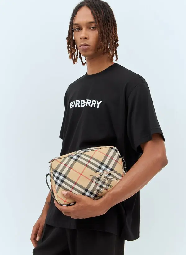 Burberry Check Crossbody Bag With Ekd Patch - Cream