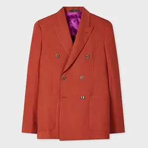 Paul Smith Rust Red Double-breasted Linen Blazer