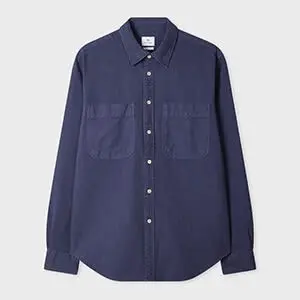 Paul Smith Navy Bedford-weave Cotton-linen Overshirt