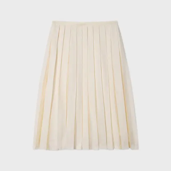 Paul Smith Ecru Cotton-silk Organza Pleated Skirt