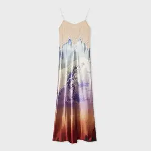 PAUL SMITH + GABRIELA HEARST Adolphine Blue Mountain Print Silk Maxi Dress - Red