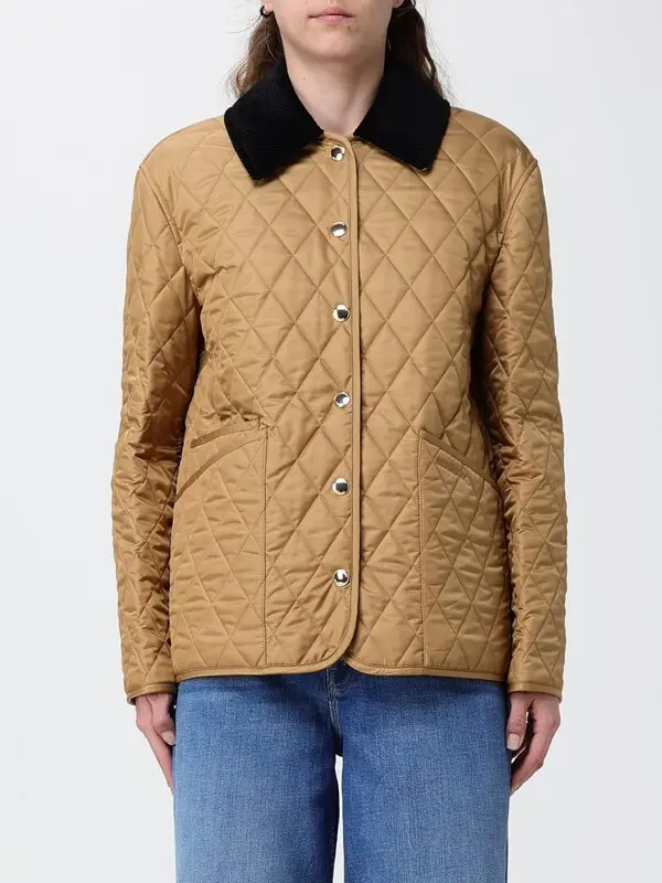 Burberry Quilted Polyester Jacket With Velvet Collar - Camel